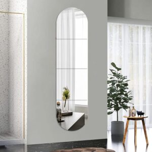 mcleulla full body wall mirrors, 12x12 4pcs acrylic plexiglass mirror wall mounted full length frameless mirror makeup large long mirror for walls home workout gym hallway mirror floor tile