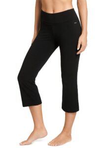 jockey womens activewear cotton stretch flare capri pants, black, large