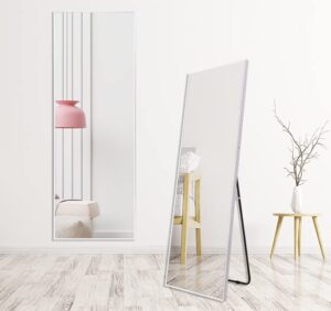 oicha silver full body mirror 65"x22" mirror and black wall mirror standing mirror full length mirror big mirror for room tall mirror large floor mirror with stand big floor mirror full length silver