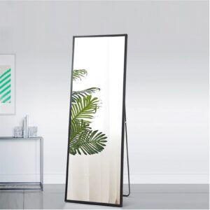 na full body mirror full length floor mirror wall mounted free standing black dressing mirror over the door mirror for bedroom bathroom living room locker room (59” x 19.7”)