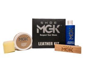 shoe mgk leather care kit - conditioner cream, shoe cleaner, shoe brush, shoe shine sponge