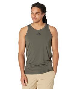 adidas men's heathered tank top, utility grey, large