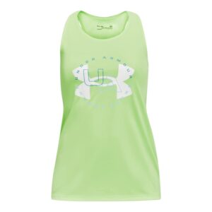 under armour girls' tech big logo tank, quirky lime (752)/utility blue, youth x-large