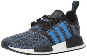 adidas originals nmd_r1's running shoe, black/true blue/utility black, 5 us unisex big kid