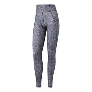 adidas women's training performer print high rise 3/4 tights, utility black/ikat heather/black, small