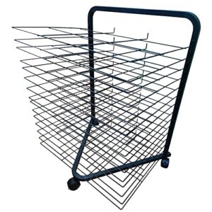 15 shelves art drying rack wire drying rack metal steel art organizer mobile painting drying shelf with 3 wheels for schools and art clubs, 4k paper shelves 21.2 x 15.3 inches