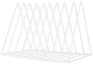 sooyee 9 slot white magazine holder,desktop file sorter organizer triangle bookshelf decor home office