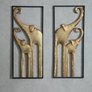 hkaikzo set of 2 elephant wall decor, african wall decor, gold elephant wall art, animal decorations for living room, modern metal decor(11.8x27.6in)