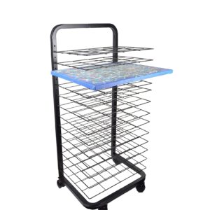 drying rack, 25-shelf mobile drying rack with wire shelves for works of art, black powder coated finish, drying & print racks, protect artwork when drying，ideal for schools and art clubs