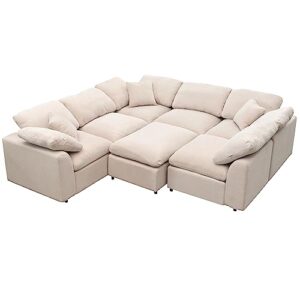 u shaped modular sectional sofa with ottoman, 27.9'' deep seat reversible corner couch with detachable cushion,convertible sofa&couch bed for living room, office, spacious space