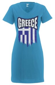 tcombo torn greece flag - greek athens heritage women's nightshirt (light blue, small/medium)