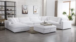 roundhill furniture rivas contemporary feather fill 8-piece modular sectional sofa with two ottomans, white