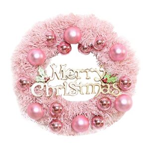 frakyen christmas wreath merry christmas garland holiday door wreath xmas wreath with pink accents for outdoor indoor home party décor,12inch