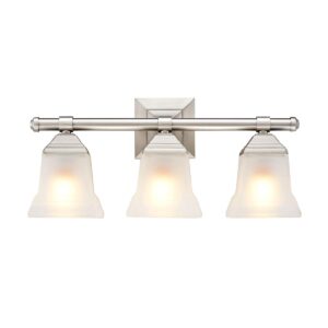 eurus home 3-light bathroom vanity light fixture brushed nickel bathroom lighting fixture w/frosted milk glass shade