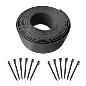 landscape edging coil kit 4 inch high terrace board with 12 10-inch spikes，40 feet, black