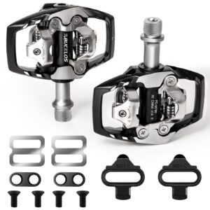 bucklos spd clip pedals pd-m780 mtb mountain bike clipless dual sided pedals - road bike spin bike sealed bearing bicycle clips in pedal compatible with shimano spd cleats (9/16" aluminum)