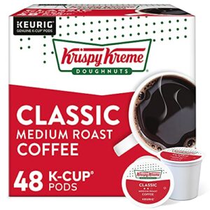 krispy kreme doughnuts classic, keurig single serve k-cup pods, medium roast coffee 48 count