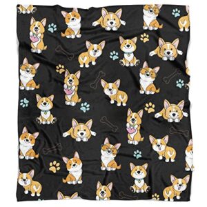 corgi blanket cute corgi blankets gifts for corgi lovers women soft flannel throw blanket for couch sofa christmas birthday gifts, 50x60 inch