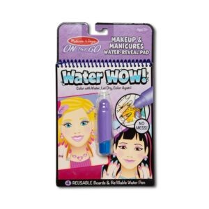 melissa & doug on the go water wow! reusable water-reveal activity pad - makeup and manicures - fsc certified