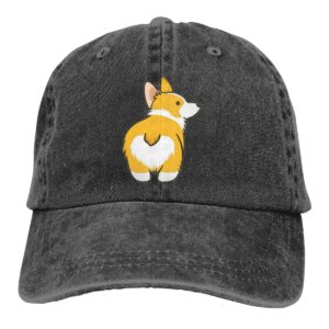 oascuver denim fabric adjustable dog mom fashion baseball cap (corgi butt, one size)