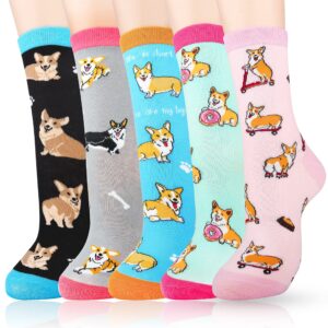 belloxis corgi gifts for corgi lovers, corgi socks 5 pairs, funny fun novelty socks, gifts for women