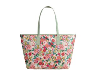 rifle paper co. everyday tote bag | for beach, gym, travel and more, shoulder bag for women, adjustable snap tab closure, 8" interior slip pocket (19" l × 6" w × 12" h), garden party