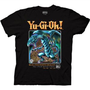 ripple junction yu-gi-oh! blue eyes white dragon 25th anniversary anime adult t-shirt officially licensed 2xl black