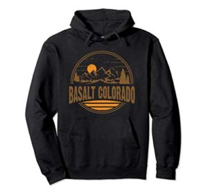 vintage basalt, colorado mountain hiking souvenir print pullover hoodie