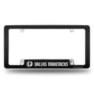 rico industries nba dallas mavericks carbon fiber 12" x 6" chrome all over automotive license plate frame for car/truck/suv