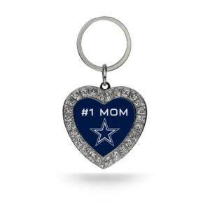 rico industries nfl dallas cowboys bling #1 mom heart key chain rhinestone heart keychain 3.5"x1.5"