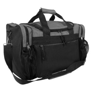 dalix 17" duffle bag front mesh pockets in (gray) medium