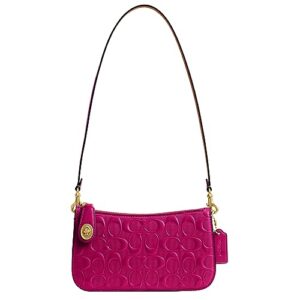 coach patent signature leather penn, magenta