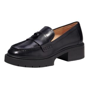 coach women's flats leah loafer, color black, size 6