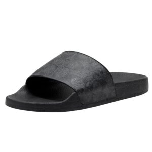 coach women's udele slide sandals, 10 charcoal/black