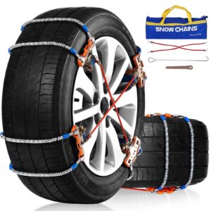 qiyiss snow chains, tire chains for suv car pickup trucks, universal adjustable emergency traction chains, tire width 195 205 215 225 235 245 255 265mm 8pack