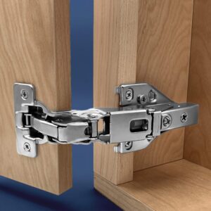 apollo direct (2 pc) 165 degree hinges soft close, clip-on, cam adjust, zero protrusion for lazy susan corner cabinets, pull out drawer cabinets, closets, garage cabinets, mounting plates (included)