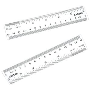 plastic rulers, 2pcs straight ruler, plastic measuring tool for student school office (clear, 6 inch) (2)