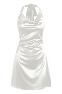 zaful women halterneck satin mini dress sexy cowl neck silky party cocktail club dress (white-halter-a, xl)