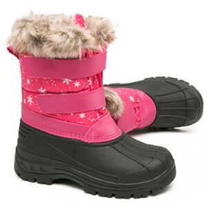 kids snow boots boys girls mid calf winter boots anti-slip outdoor warm boots with fur lined（/little kid/big kid）