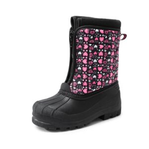 dream pairs boys girls waterproof winter snow boots,size 1 little kid,black/pink,kstar