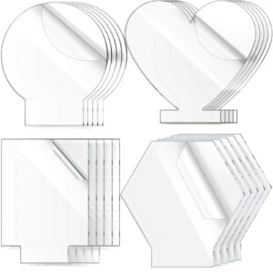 20 pcs 2 mm acrylic blanks for light base plastic cast clear acrylic sheet square and round plastic panel sign blank with double sided protective for led diy craft(square, round, heart, hexagon)