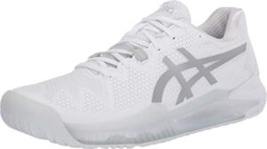 asics women's gel-resolution 8 tennis shoes, 8.5, white/pure silver