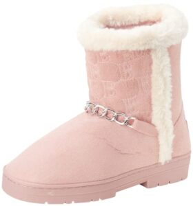 bebe girls' winter boots - quilted faux-fur shearling boots (little girl/big girl), size 2 little kid, blush