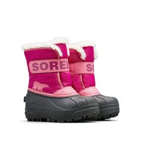 sorel youth unisex little children's snow commander boots - tropic pink, deep blush - size 12