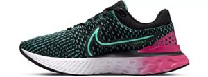 nike women's react infinity run fk 3 running trainers dd3024 shoes, black/dynamic turquoise/pink p, 8.5