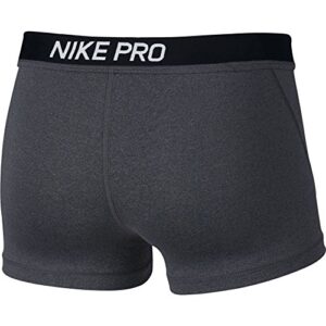 nike women's pro 3in short (charcoal heather/black, large)