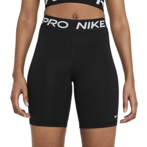 nike women's pro 365 8" compression shorts (as1, alpha, s, regular, regular, black/white)