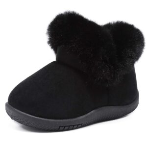 keesky toddler boots for girls suede warm fur lined ourdoor footwear black size 3.5 m toddler