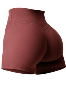 yeoreo workout biker shorts for women athletic scrunch butt high waisted running gym shorts yoga tummy control spandex burgundy s