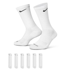 nike everyday plus cushion crew socks 3-pair pack white/black sm (us 4-6 big kid shoe size, women's shoe 4-6)